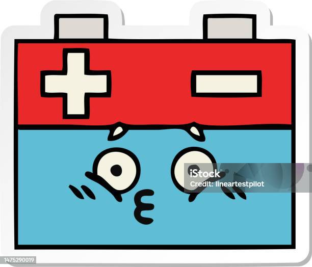 Autocollant Dune Jolie Batterie De Voiture De Dessin Animé Vecteurs
