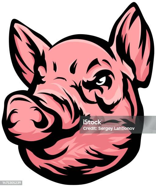 Mascotte De Tête De Cochon Logo Porcin En Colère Illustration De Porc