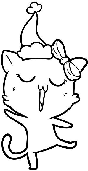 Dessin Au Trait Dessiné À La Main Dun Chat Portant Un Chapeau De Père