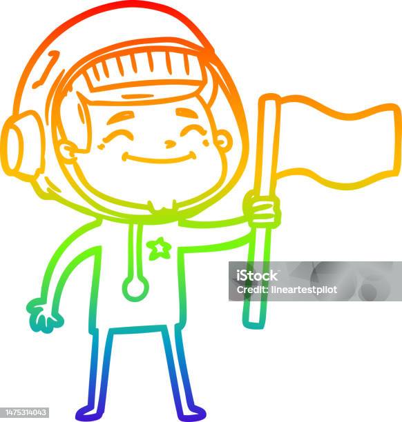 Dessin Au Trait Dégradé Arcenciel Dun Astronaute De Dessin Animé