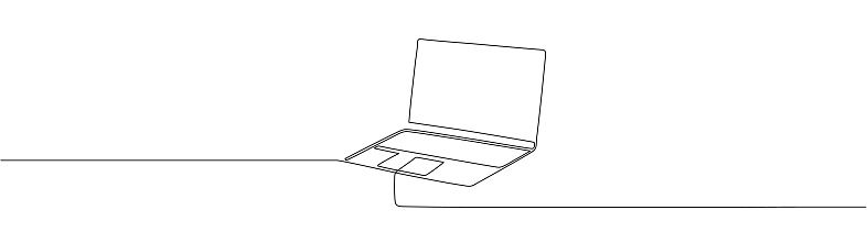 Dessin Au Trait Continu De Lordinateur Portable Vecteurs Libres De