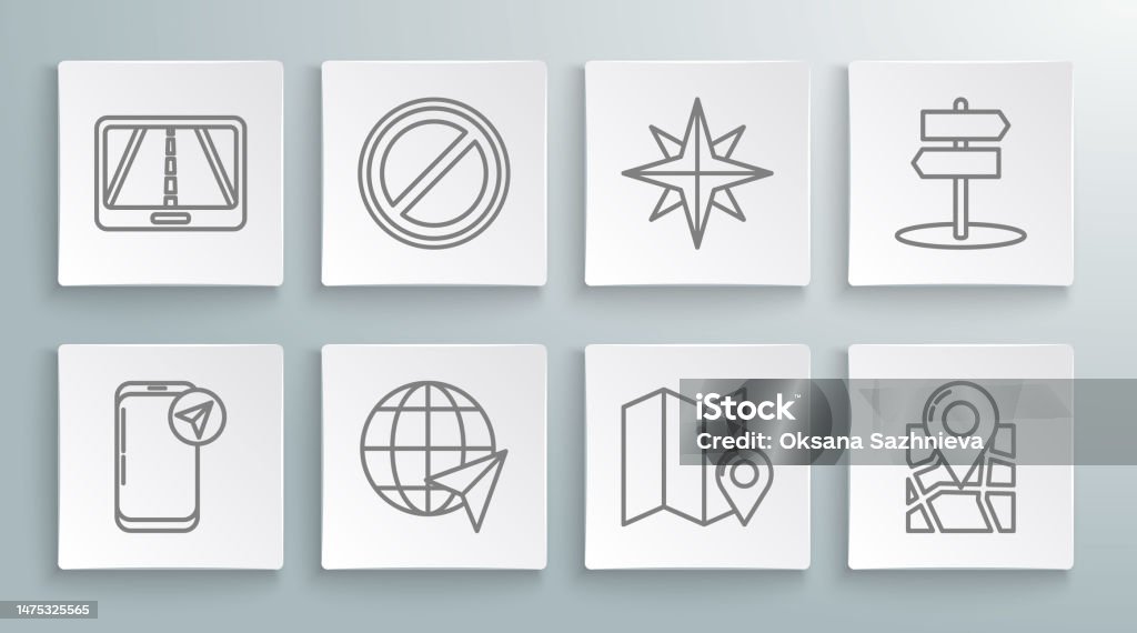 Festlegen Der Linie Infografik Der Stadtplannavigation Stoppschild ... Festlegen Der Linie Infografik Der Stadtplannavigation Stoppschild ...