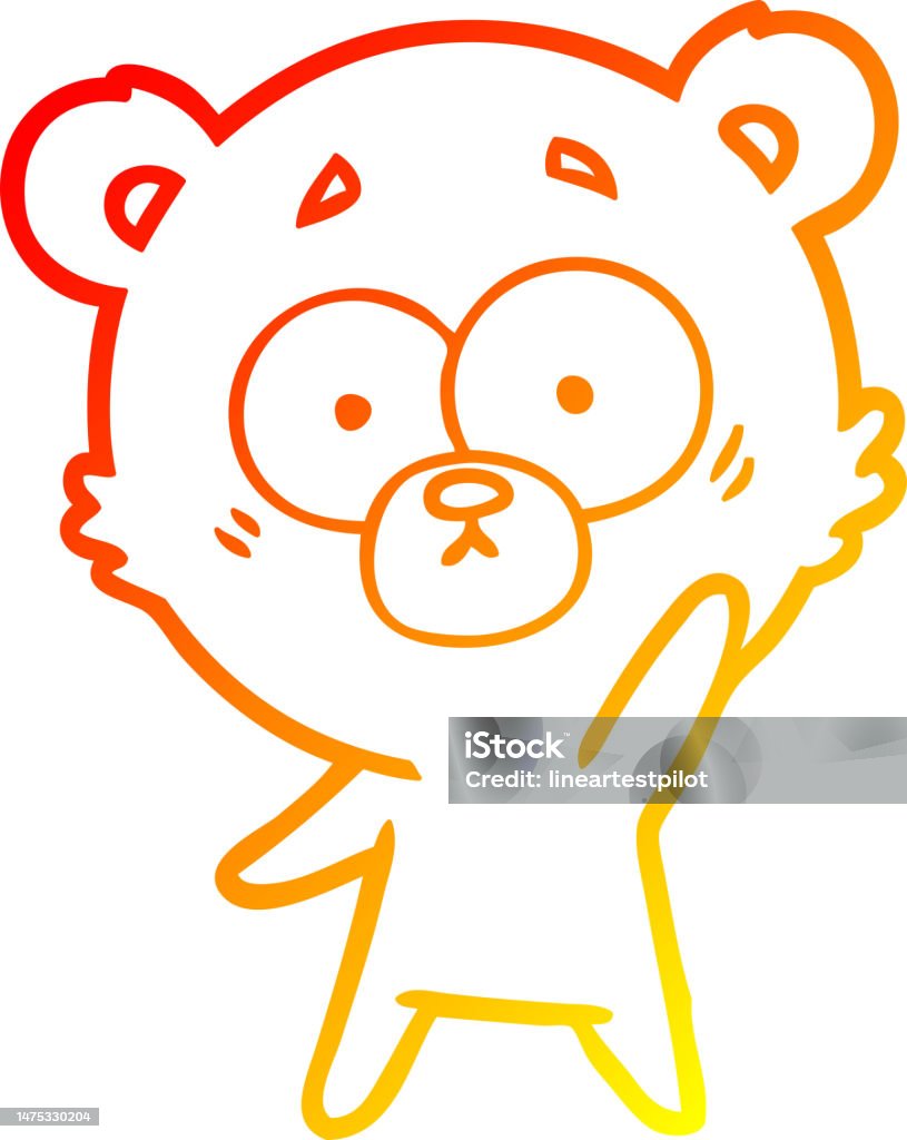 Dessin Au Trait En Dégradé Chaud Dun Dessin Animé Dours Polaire Surpris