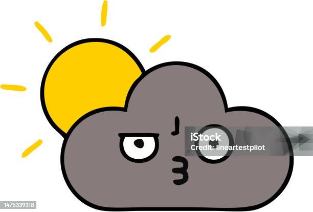 Dessin Animé Mignon Dun Nuage Dorage Et Du Soleil Vecteurs Libres De
