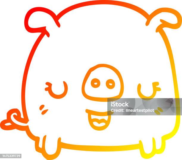 Dessin Au Trait Dégradé Chaud Dun Cochon De Dessin Animé Vecteurs
