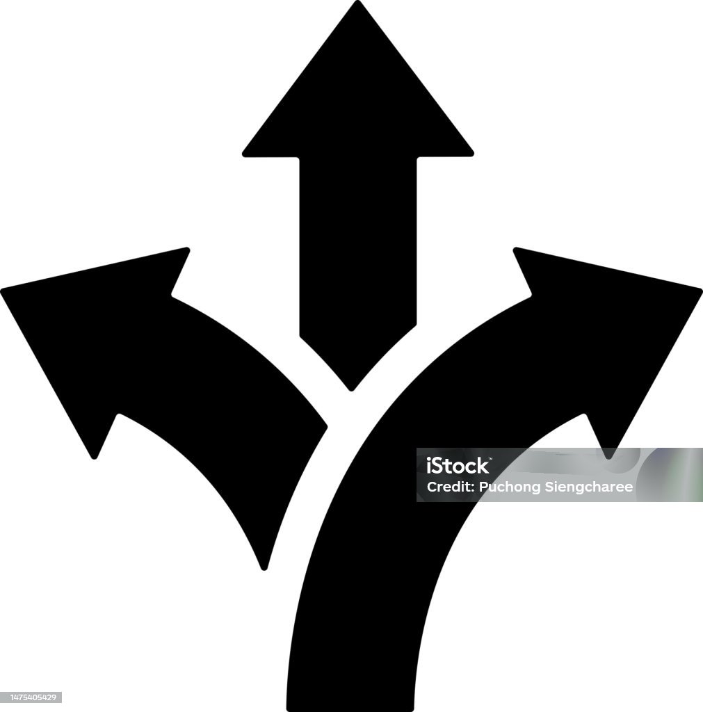 Threeway Direction Arrow Icon Stock Illustration Download Image Now