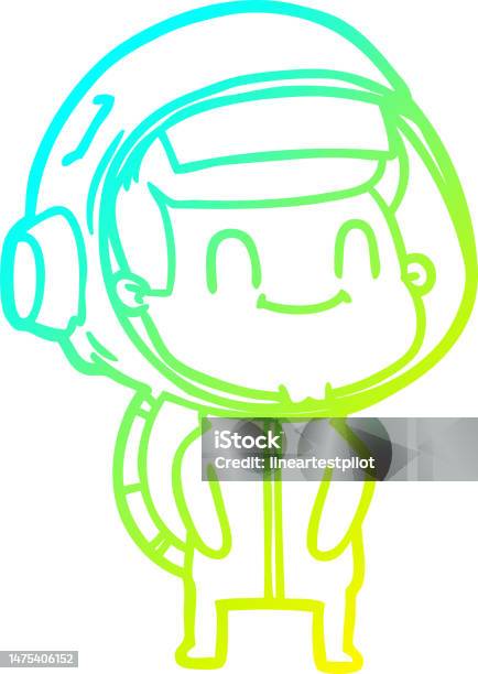 Dessin Au Trait Dégradé Froid Dun Homme Astronaute De Dessin Animé