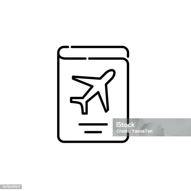 Passeport De Voyage Avec Symbole Davion Icône De Contour Modifiable