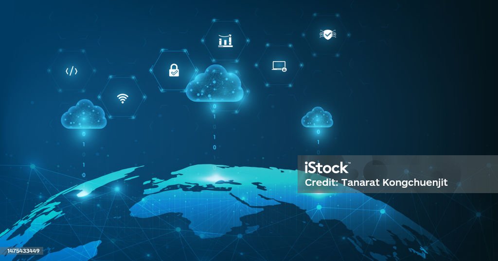 Concept Of Cloud Computing Security Technology Background Vector