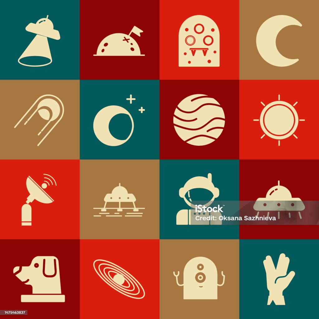 Set Vulcan Salute Ufo Flying Spaceship Sun Alien Moon And Stars ... Set Vulcan Salute Ufo Flying Spaceship Sun Alien Moon And Stars ...