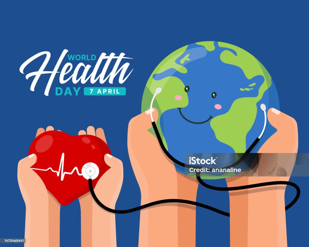 World Health Day Hands Hold World Doctor Character Is Using Stethoscope ... World Health Day Hands Hold World Doctor Character Is Using Stethoscope ...