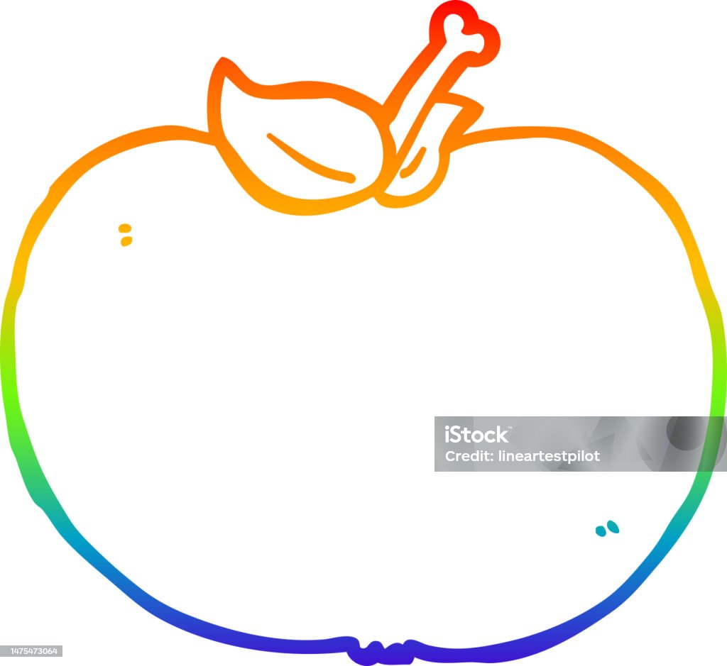 Dessin Au Trait Dégradé Arcenciel Dune Pomme De Dessin Animé Vecteurs