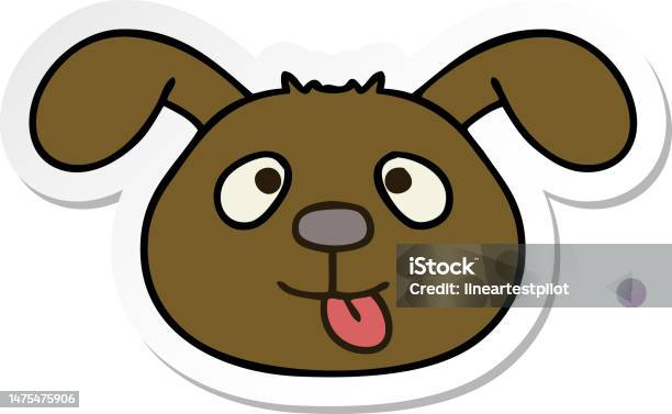 Autocollant Dun Visage De Chien De Dessin Animé Original Dessiné À La