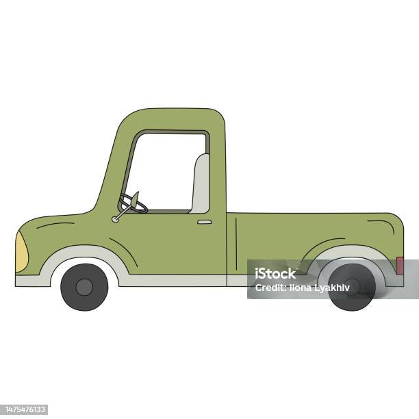 Truk Retro Hijau Dengan Dan Tampilan Samping Ilustrasi Stok Unduh Gambar Sekarang Balapan