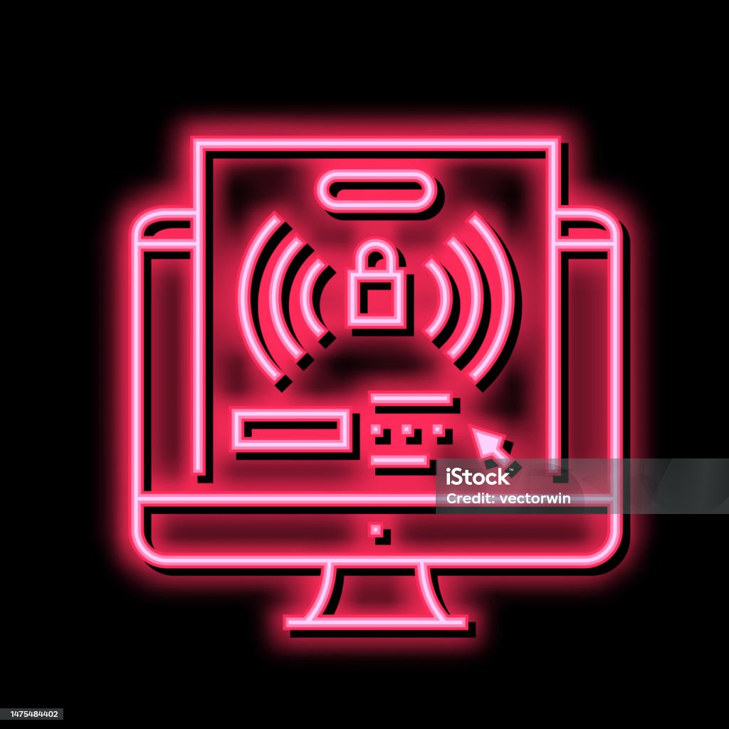 Computer Password Hacking Neon Glow Icon Illustration Stock