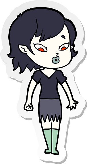 Autocollant Dune Jolie Fille Vampire De Dessin Animé Vecteurs Libres De