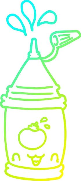 Dessin Au Trait Dégradé Froid Dune Bouteille De Ketchup De Dessin Animé