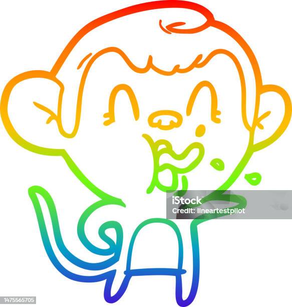 Dessin Au Trait Dégradé Arcenciel Dun Singe De Dessin Animé Fou
