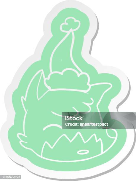 Stiker Kartun Unik Dari Wajah Rubah Yang Mengenakan Topi Santa ... Stiker Kartun Unik Dari Wajah Rubah Yang Mengenakan Topi Santa ...