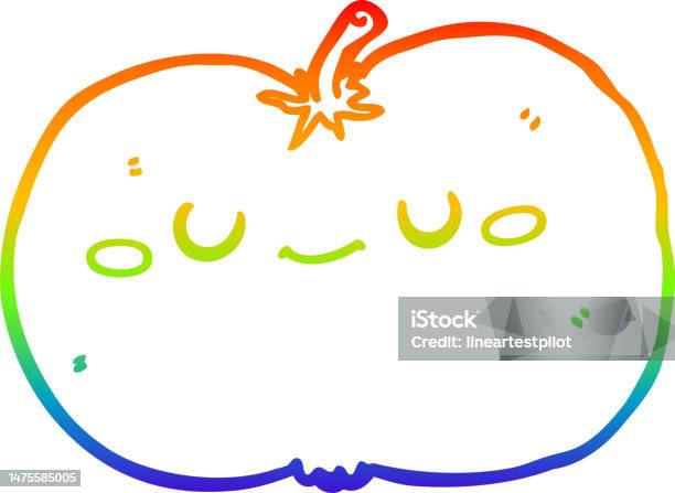 Dessin Au Trait Dégradé Arcenciel Dune Pomme De Dessin Animé Vecteurs