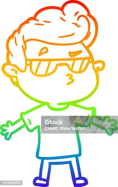 Dessin Au Trait Dégradé Arcenciel Dun Gars Cool De Dessin Animé