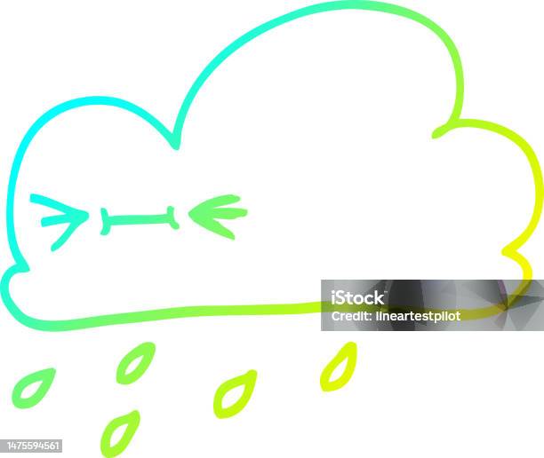 Dessin Au Trait Dégradé Froid Dun Nuage Gris Heureux De Dessin Animé