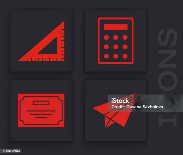 Set Paper Airplane Triangular Ruler Calculator And Certificate Template ... Set Paper Airplane Triangular Ruler Calculator And Certificate Template ...