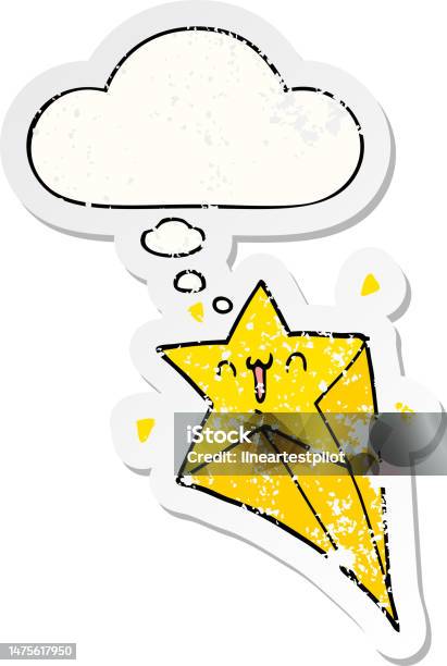 Étoile Filante De Dessin Animé Avec Une Bulle De Pensée Comme