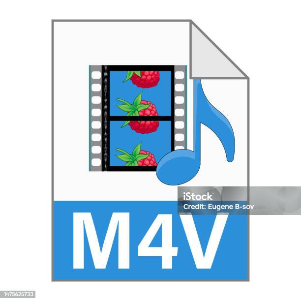 Desain Datar Modern Ikon File Ilustrasi M4v Untuk Web Ilustrasi Stok