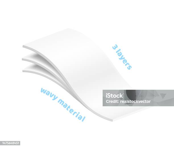 Three Wavy Layers With Realistic Shadows Vector Illustration Isolated