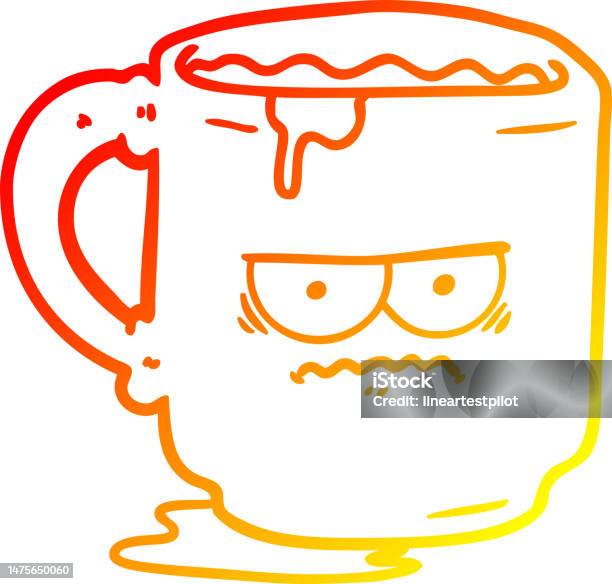 Dessin Au Trait Dégradé Chaud Dune Tasse De Bureau Sale De Dessin Animé