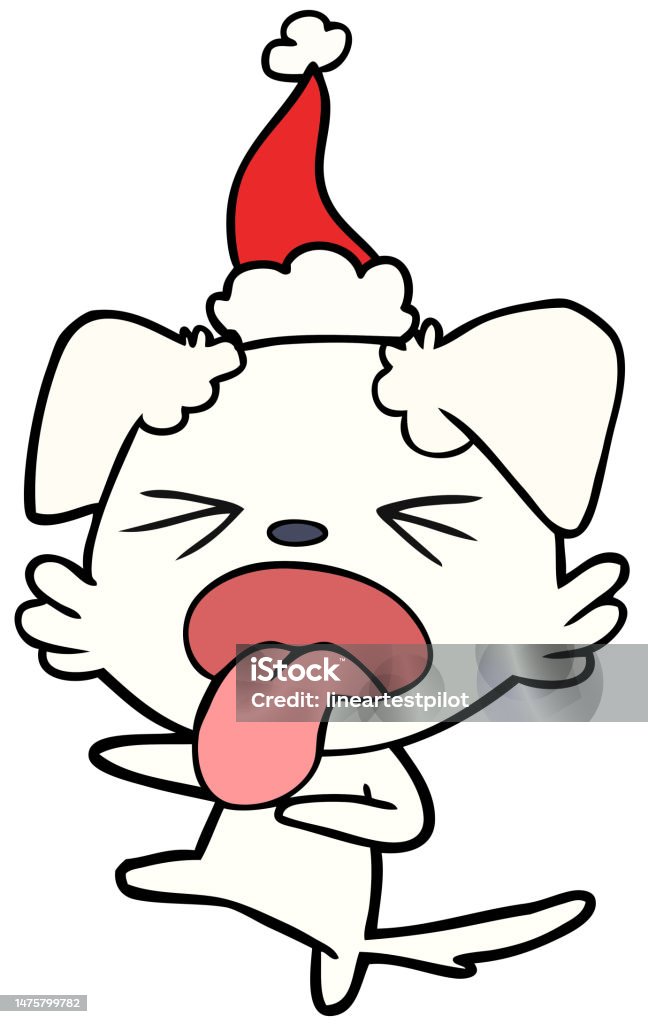 Dessin Au Trait Dessiné À La Main Dun Chien Dégoûté Portant Un Chapeau