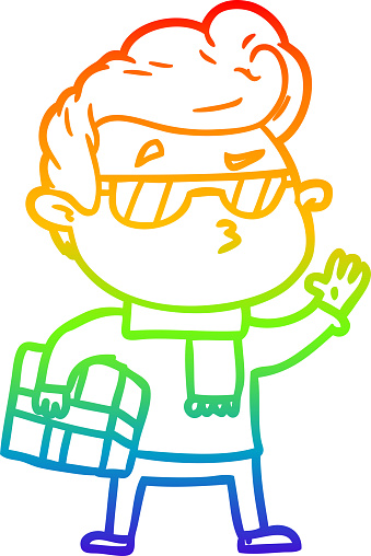 Dessin Au Trait Dégradé Arcenciel Dun Gars Cool De Dessin Animé