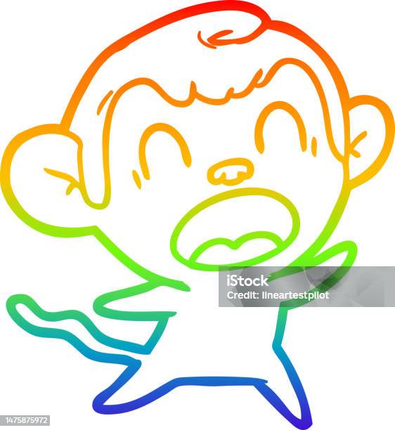 Dessin Au Trait Dégradé Arcenciel Dun Singe De Dessin Animé Criant
