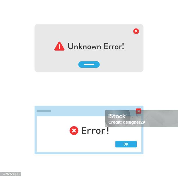 Error Message Window Set Vector Design On White Background Stock
