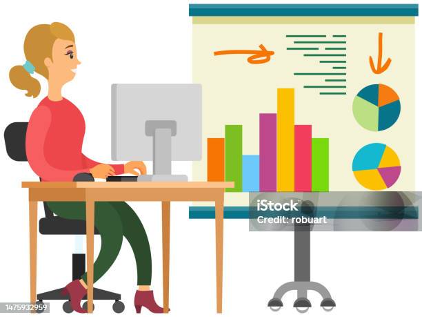 Perempuan Menganalisis Laporan Digital Dengan Statistik Indikator