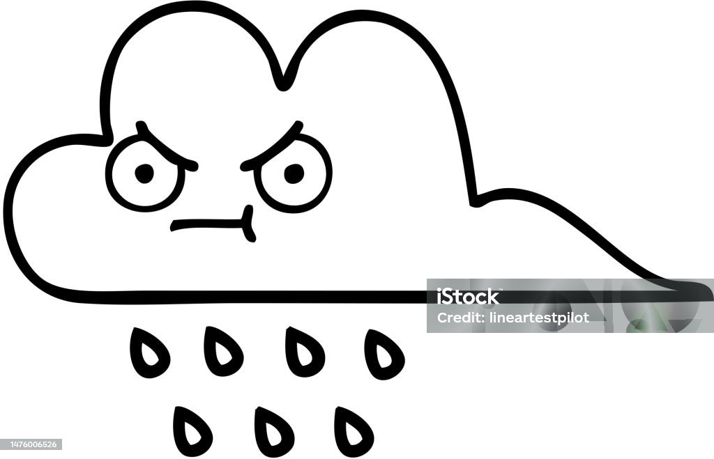 Dessin Au Trait Dun Nuage De Pluie Dorage Vecteurs Libres De Droits Et