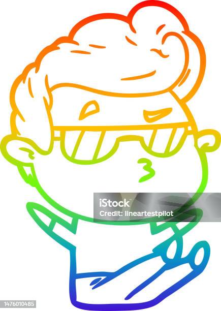 Dessin Au Trait Dégradé Arcenciel Dun Gars Cool De Dessin Animé