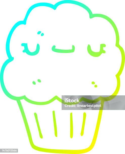 Dessin Au Trait Dégradé Froid Dun Muffin De Dessin Animé Vecteurs