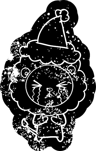 Dessin Animé Original Icône En Détresse Dun Lion En Pleurs Portant Un