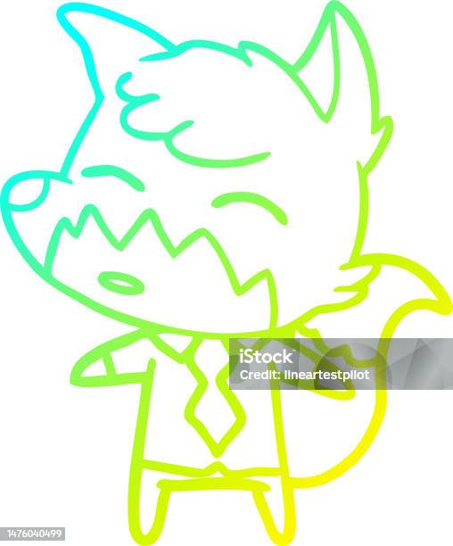 Dessin Au Trait Dégradé Froid Dun Renard De Dessin Animé Vecteurs