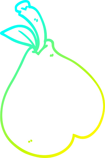 Dessin Au Trait Dégradé Froid Dune Poire Saine De Dessin Animé Vecteurs