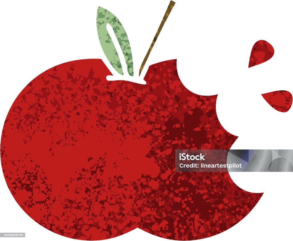 Ilustrasi Retro Gaya Kartun Apel Merah Ilustrasi Stok Unduh Gambar