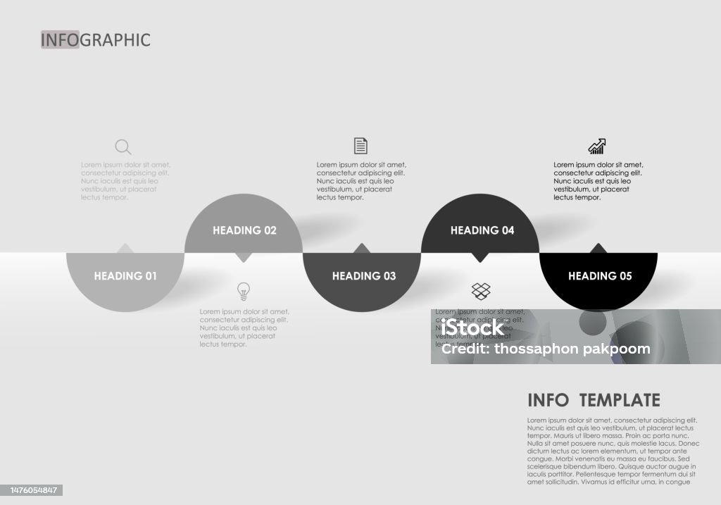 Szablon Infografiki Biznesowej Nowoczesny 5etapowy Diagram Osi Czasu
