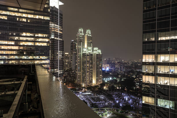 Free Stock Photo of Night Cityscape View From Buildings Roof | Download ...