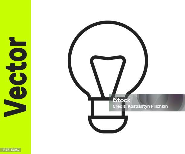 Ligne Noire Icône Didée De Lumière De Lampe Créative Isolée Sur Fond