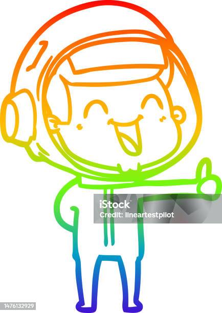 Dessin Au Trait Dégradé Arcenciel Dun Astronaute De Dessin Animé