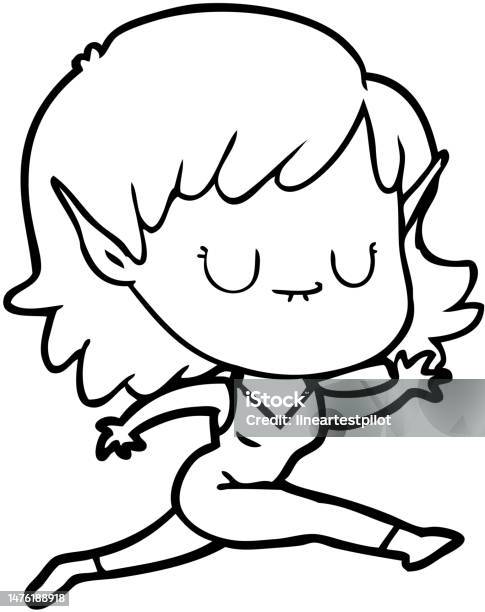 Fille Delf De Dessin Animé Heureux En Cours Dexécution Vecteurs Libres