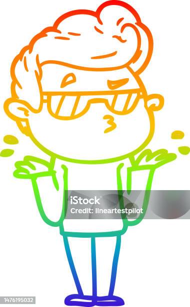 Dessin Au Trait Dégradé Arcenciel Dun Gars Cool De Dessin Animé