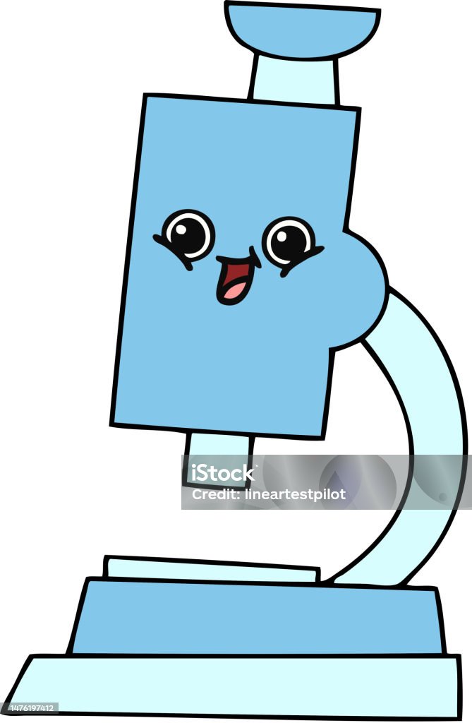 Dessin Animé Mignon Dun Microscope Vecteurs Libres De Droits Et Plus D
